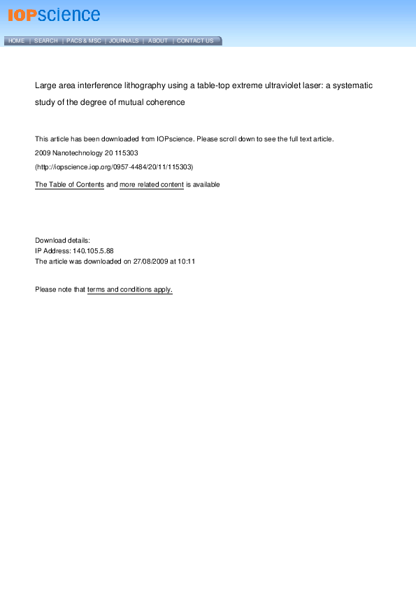 (PDF) Large area interference lithography using a table-top extreme ...