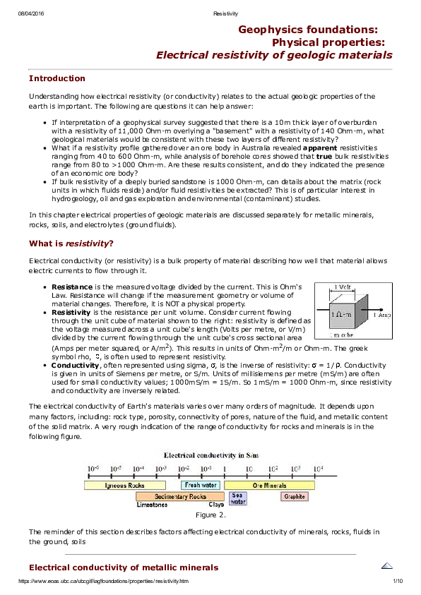 (PDF) Geophysics foundations: Physical properties: Electrical ...