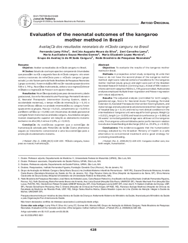 (PDF) Evaluation of the neonatal outcomes of the kangaroo mother method ...