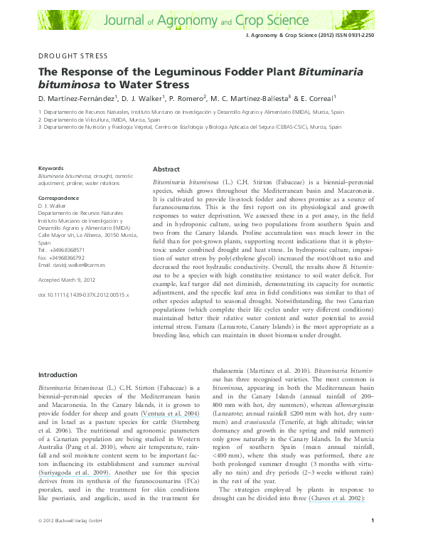 (PDF) The Response of the Leguminous Fodder Plant Bituminaria ...