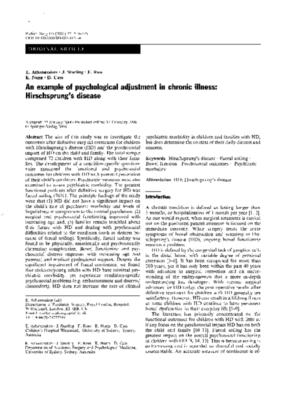 (PDF) An example of psychological adjustment in chronic illness ...