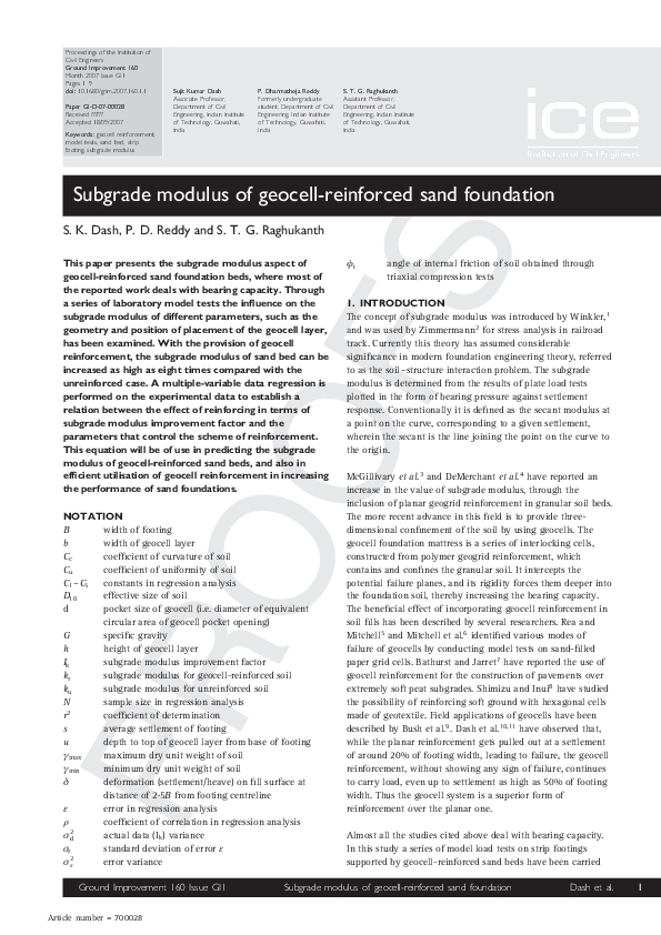 (PDF) Subgrade modulus of geocell-reinforced sand foundations