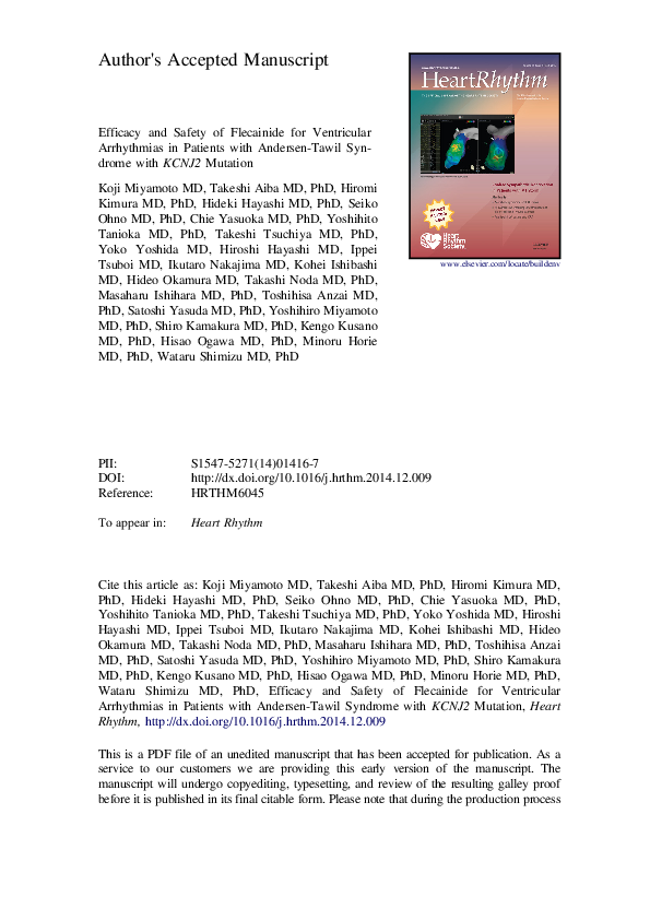 (PDF) Efficacy and safety of flecainide for ventricular arrhythmias in ...