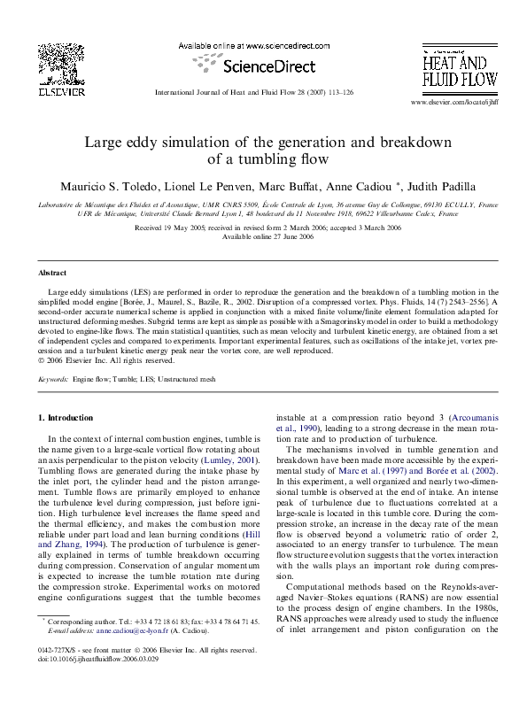 (PDF) Large eddy simulation of the generation and breakdown of a ...