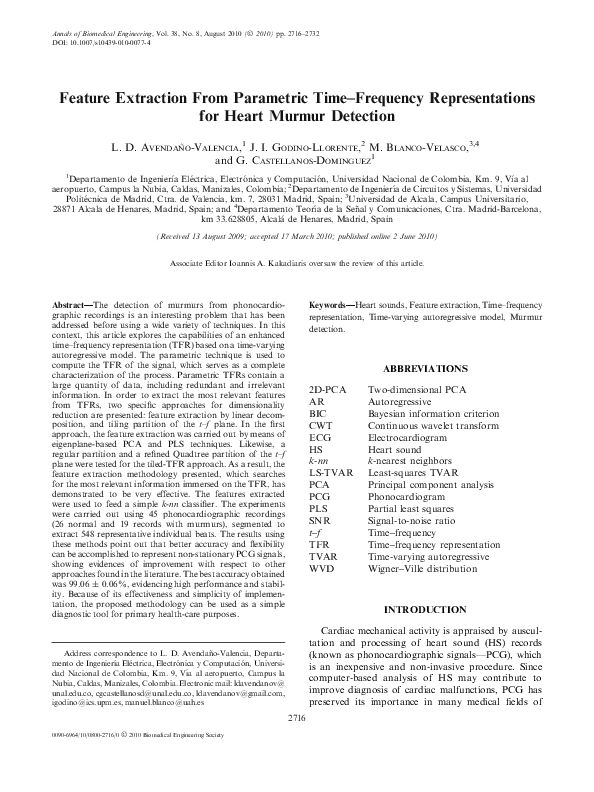 Pdf Feature Extraction From Parametric Time Frequency Representations