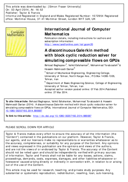 (PDF) A discontinuous Galerkin method with block cyclic reduction solver for simulating ...