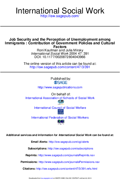 (PDF) Job Security and the Perception of Unemployment among ...