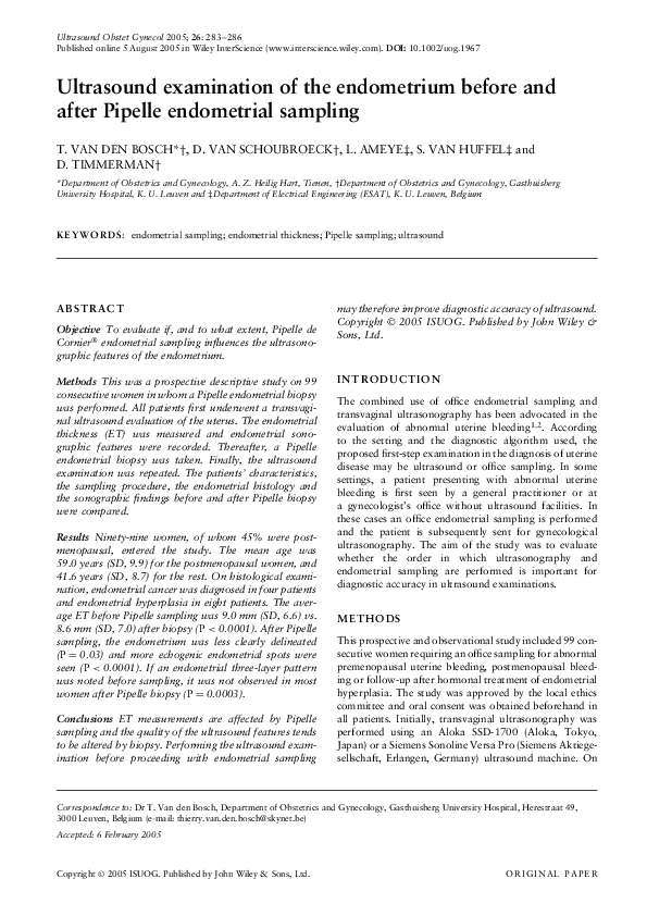 (PDF) Ultrasound examination of the endometrium before and after ...