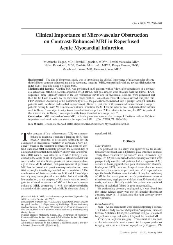 (PDF) Clinical Importance of Microvascular Obstruction on Contrast ...