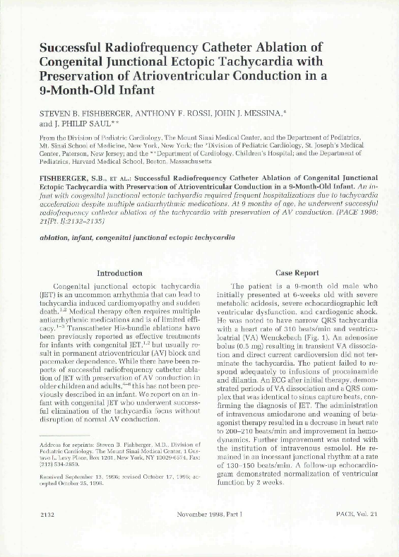 (PDF) Successful Radiofrequency Catheter Ablation of Congenital ...