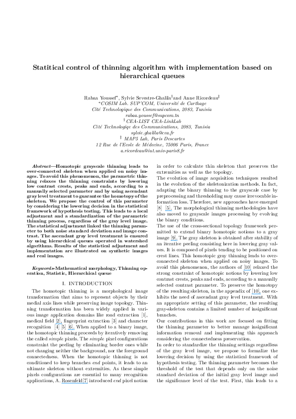 (PDF) Statitical control of thinning algorithm with implementation based on hierarchical queues