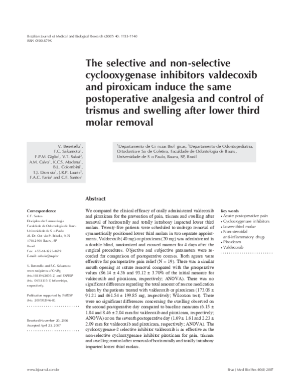 (PDF) The selective and non-selective cyclooxygenase inhibitors ...