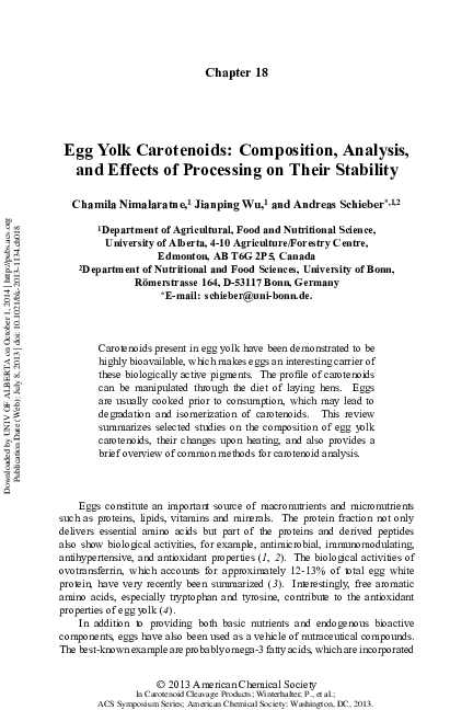 (PDF) Egg Yolk Carotenoids: Composition, Analysis, and Effects of Processing on Their Stability