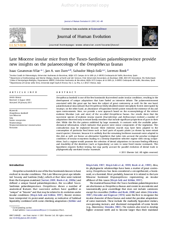 (PDF) Late Miocene insular mice from the Tusco-Sardinian ...