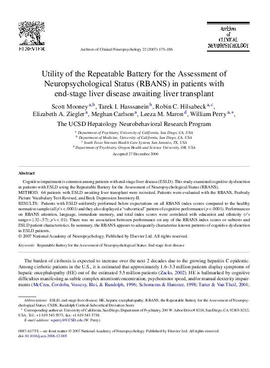 (PDF) Utility of the Repeatable Battery for the Assessment of ...