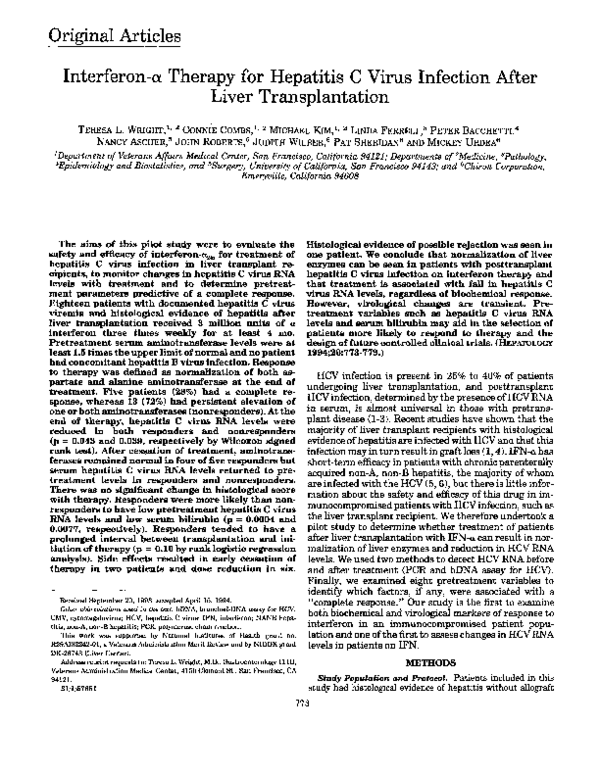 (PDF) Interferon-α therapy for hepatitis c virus infection after liver ...