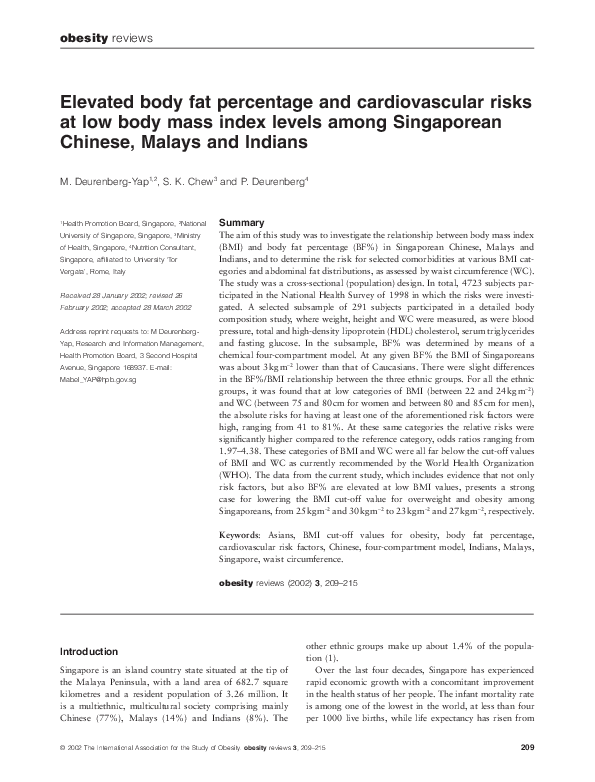 (PDF) Elevated body fat percentage and cardiovascular risks at low body ...