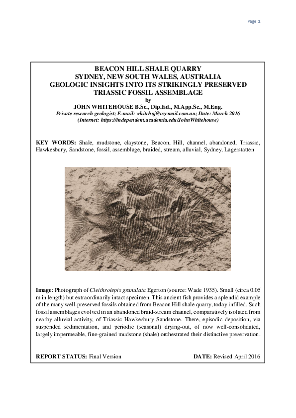 (PDF) Beacon Hill shale quarry, Sydney, New South Wales, Australia ...