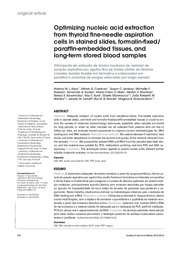 (PDF) Optimizing nucleic acid extraction from thyroid fine-needle aspiration cells in stained ...