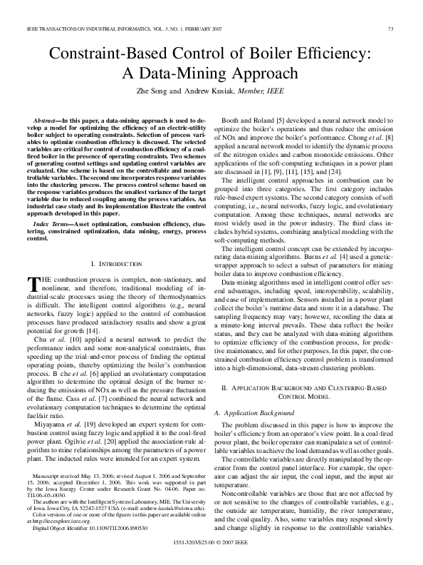 Pdf Constraint Based Control Of Boiler Efficiency A Data Mining Approach