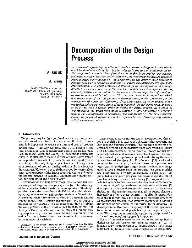 (PDF) Decomposition of the Design Process