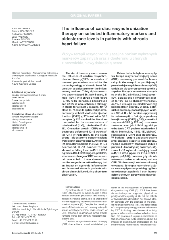 (PDF) THE INFLUENCE OF CARDIAC RESYNCHRONIZATION THERAPY IN CHRONIC HEART FAILURE ON RESPIRATORY ...