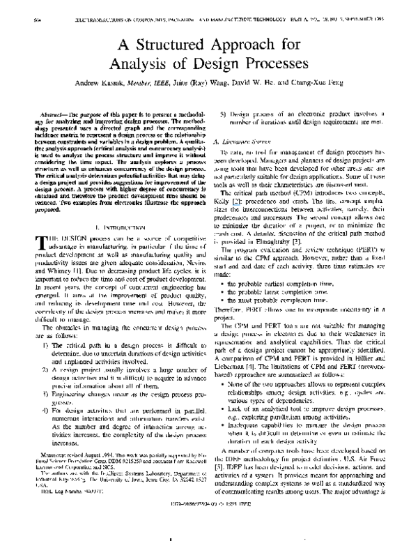 (PDF) A structured approach for analysis of design processes