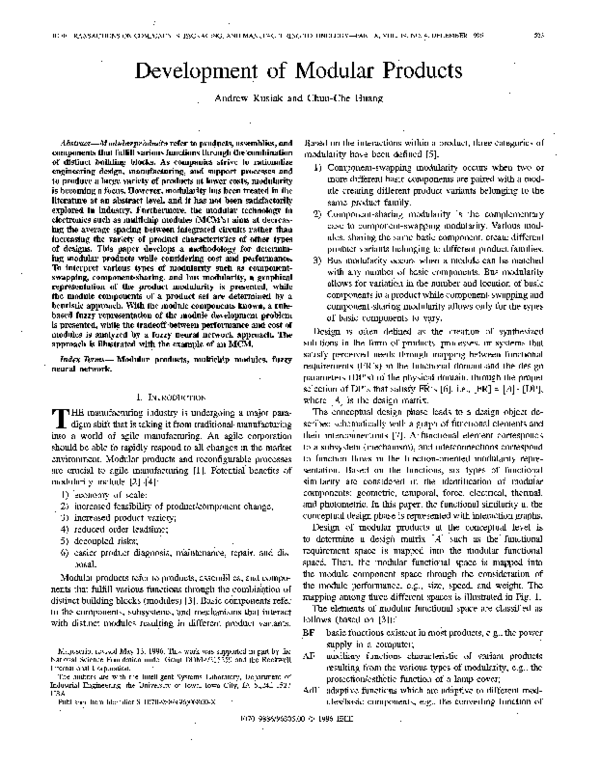 (PDF) Development of modular products