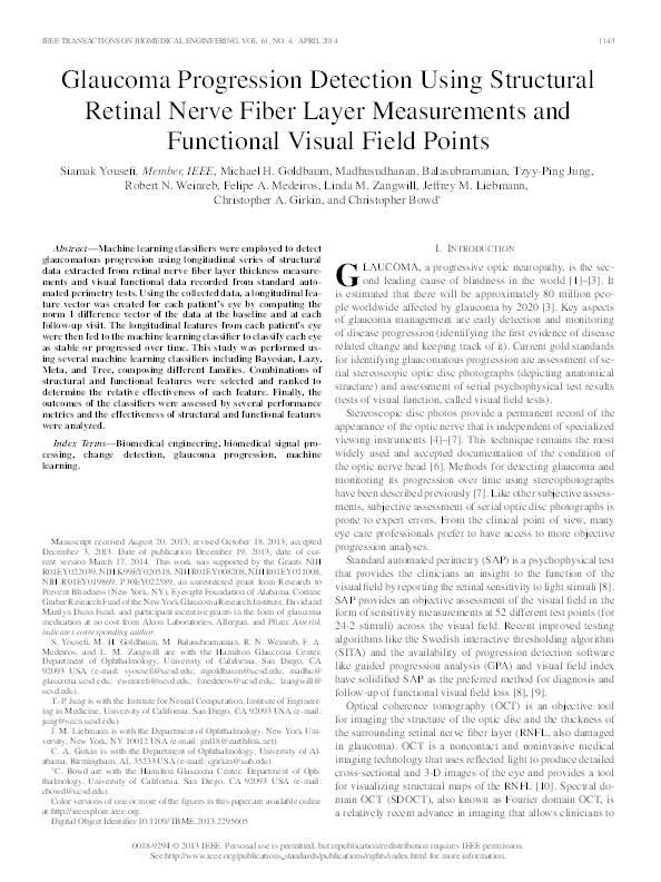(PDF) Glaucoma Progression Detection Using Structural Retinal Nerve ...