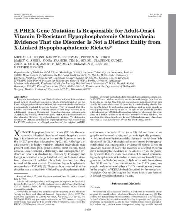(PDF) A PHEX gene mutation is responsible for adult-onset vitamin D ...