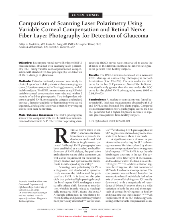 (PDF) Comparison of Scanning Laser Polarimetry Using Variable Corneal ...
