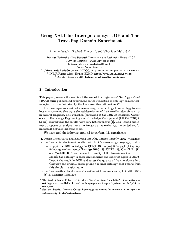 (PDF) Using XSLT for interoperability: DOE and the travelling domain ...