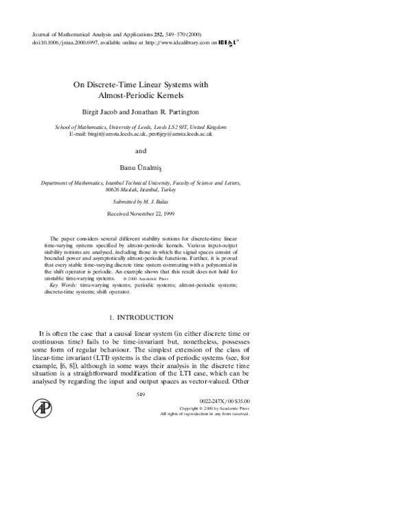 (PDF) On Discrete-Time Linear Systems with Almost-Periodic Kernels