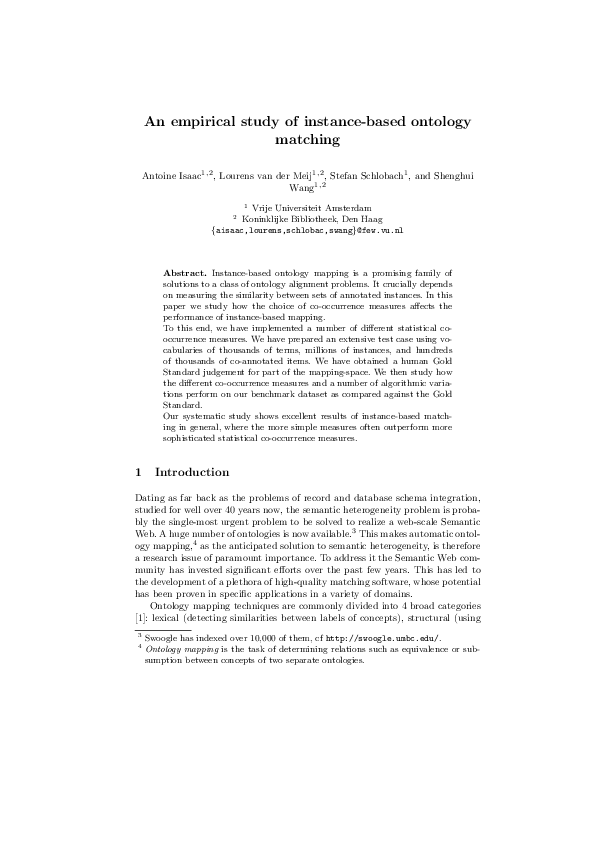 (PDF) An Empirical Study of Instance-Based Ontology Matching