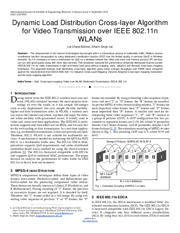 Pdf Dynamic Load Distribution Cross Layer Algorithm For Video 4248