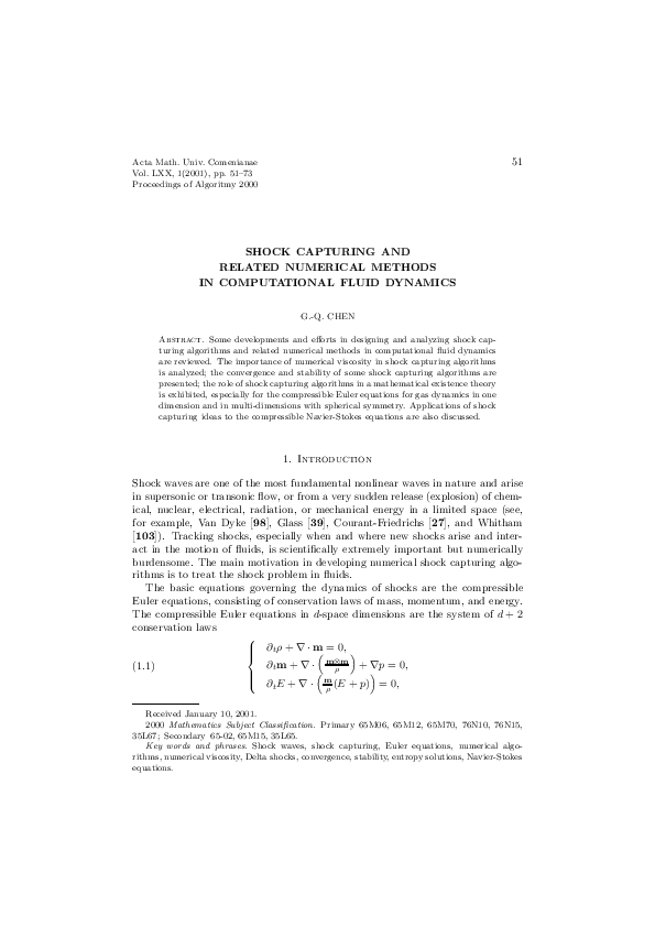 (PDF) Shock capturing and related numerical methods in computational fluid dynamics
