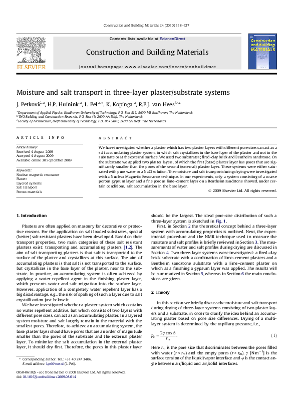 (PDF) Moisture and salt transport in three-layer plaster/substrate systems