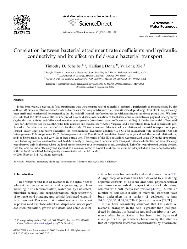 (PDF) Correlation between bacterial attachment rate coefficients and ...