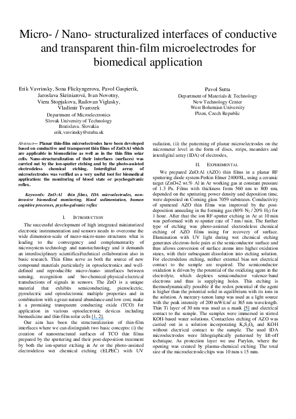 (PDF) Micro- / nano- structuralized interfaces of conductive and transparent thin-film ...