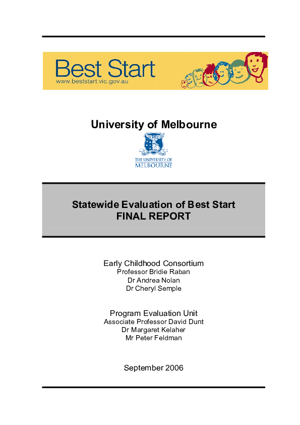 (PDF) Evaluation of Best Start Program for Young Children in Victoria