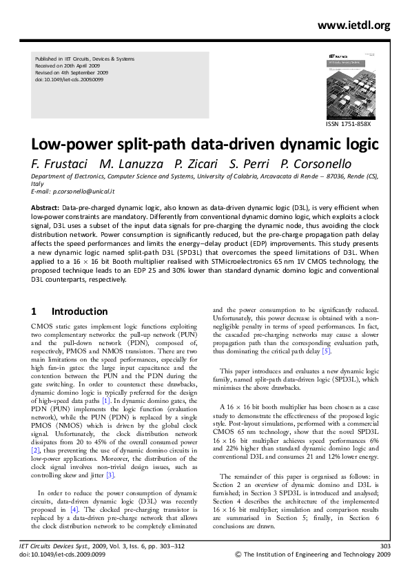 (PDF) Low-power split-path data-driven dynamic logic
