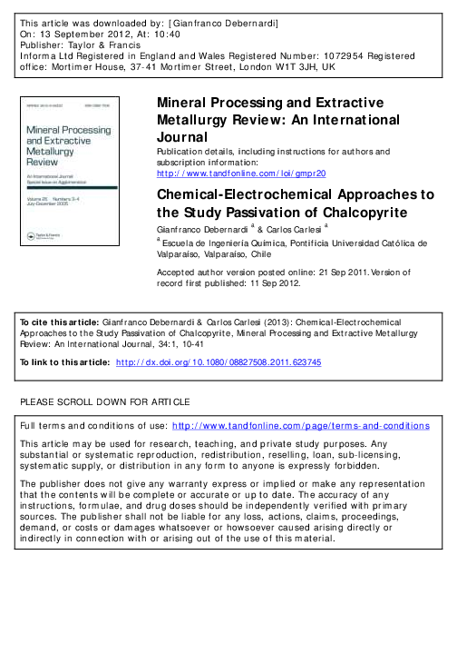 (PDF) Mineral Processing and Extractive Metallurgy Review: An ...