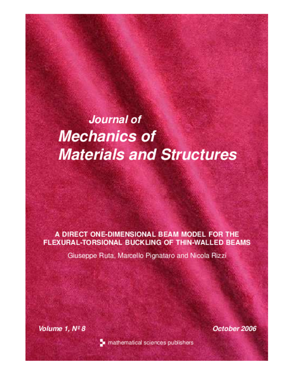 (PDF) A direct one-dimensional beam model for the flexural-torsional buckling of thin-walled beams