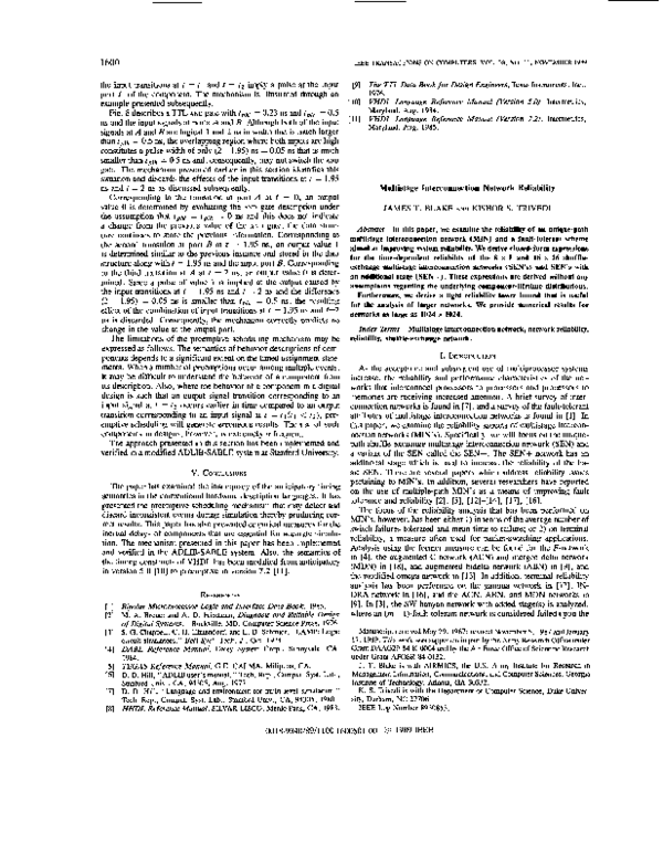 (PDF) Multistage Interconnection Network Reliability