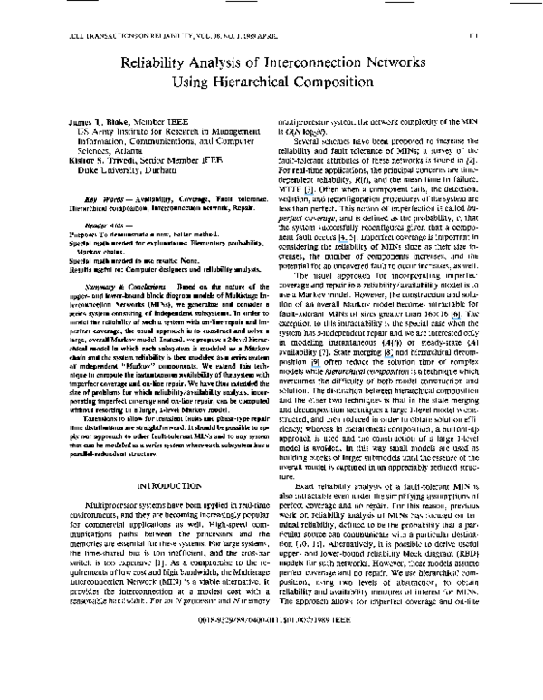 (PDF) Reliability analysis of interconnection networks using hierarchical composition