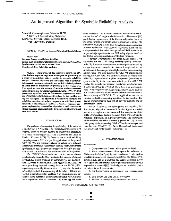 (PDF) An improved algorithm for symbolic reliability analysis