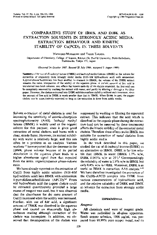 (PDF) Comparative study of IBMK and DIBK as extraction solvents in ...