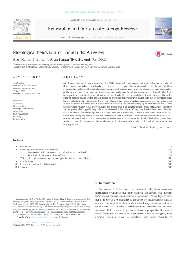 Nanofluids Stability Phase Diagram Rheology And Applications