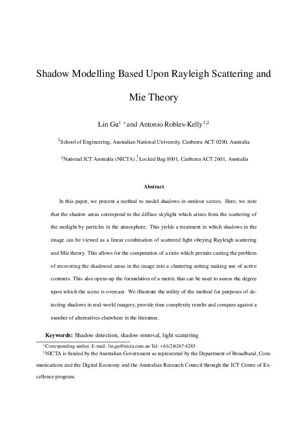 (PDF) Shadow modelling based upon Rayleigh scattering and Mie theory