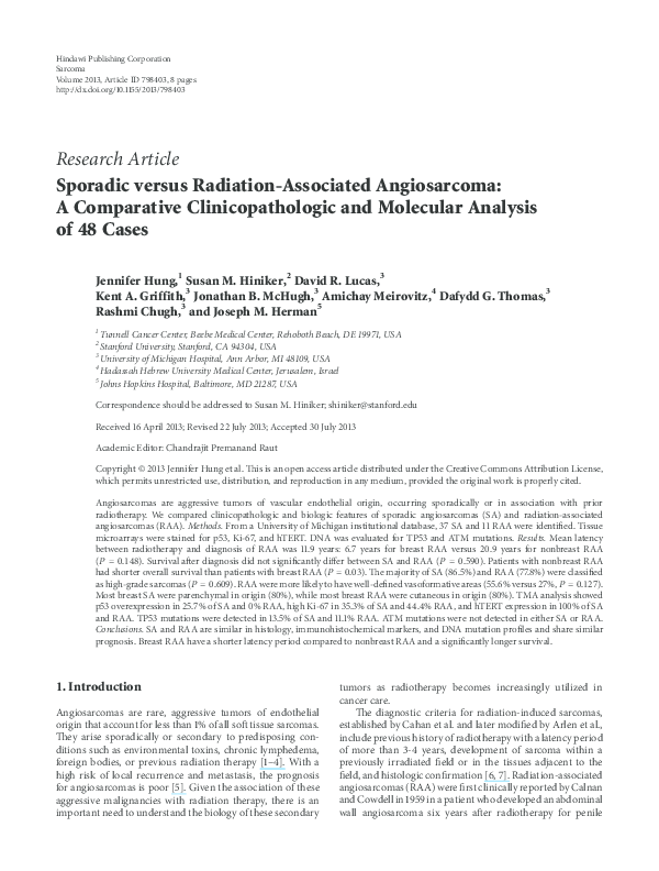 (PDF) Sporadic versus radiation-associated angiosarcoma: A comparative ...